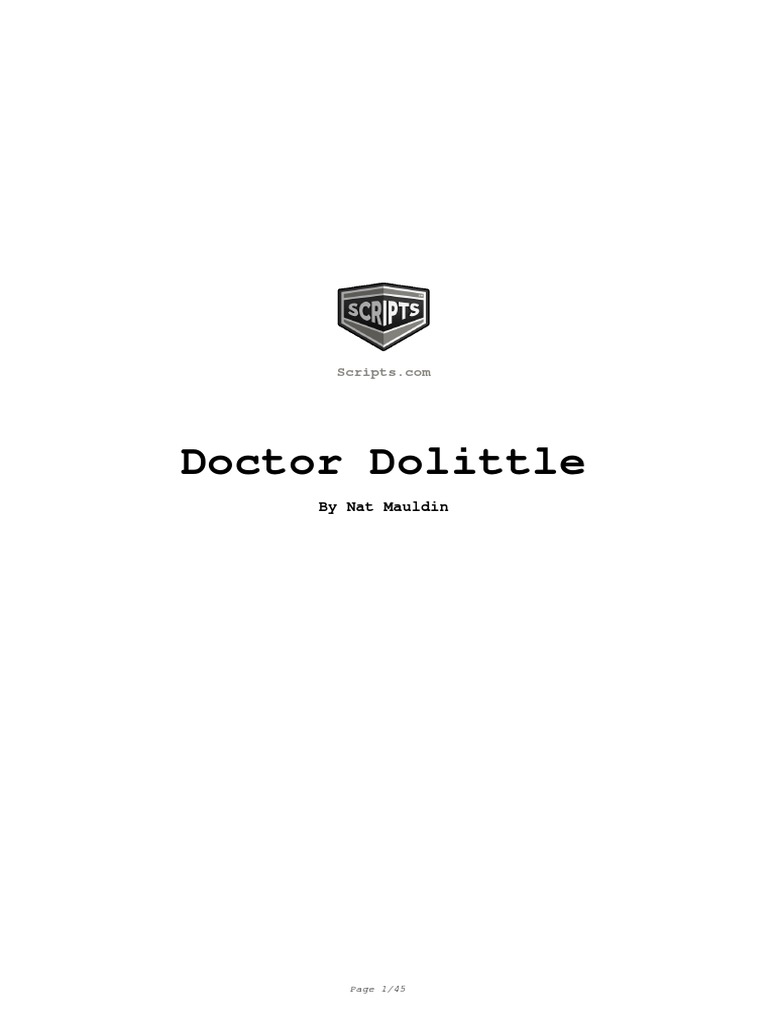 Doctor Dolittle Script Excerpts | PDF
