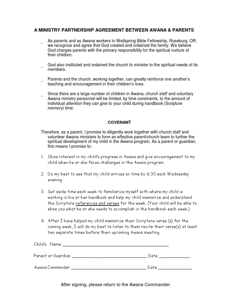 Ministry Partnership Agreement