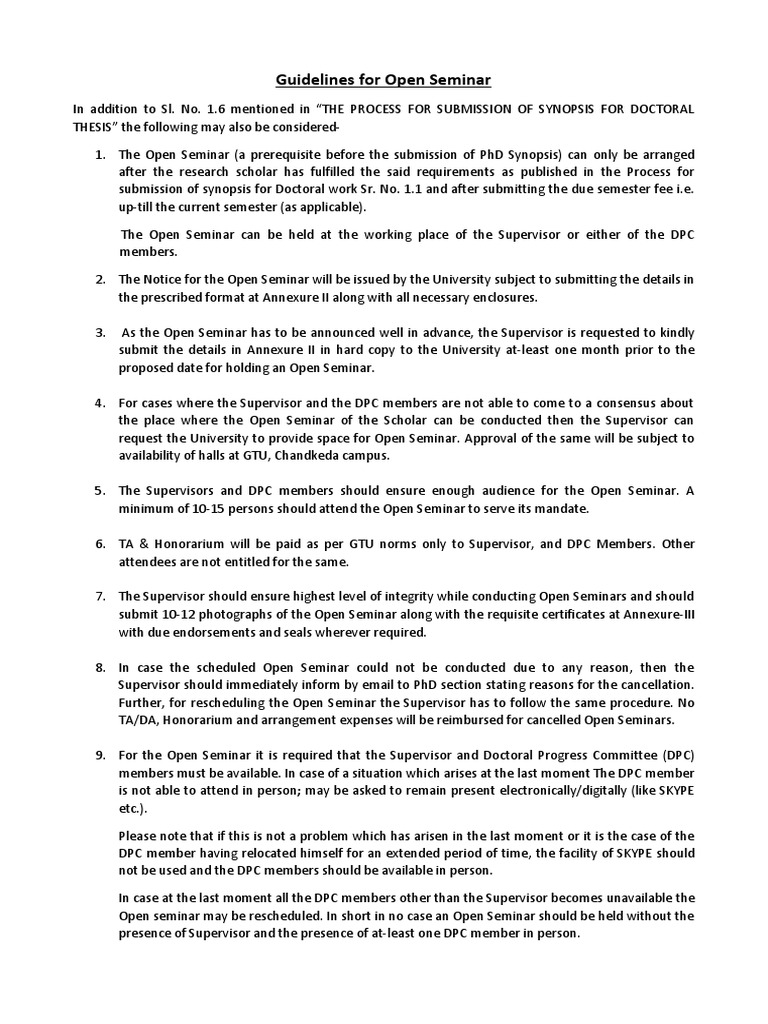 Guidelines For Open Seminar | PDF