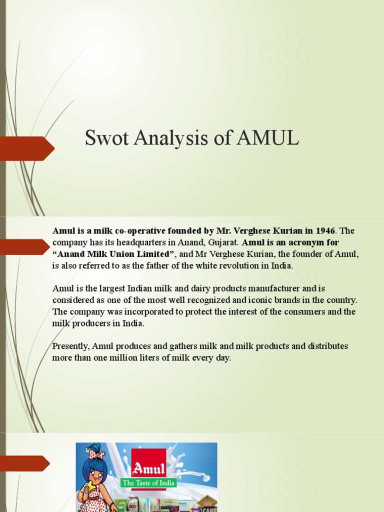 Swot Analysis of AMUL | PDF | Brand | Dairy
