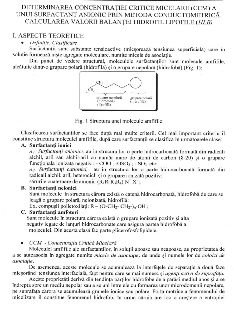 Determinarea Concentratiei Critice Micelare A Unui Surfactant Anionic | PDF