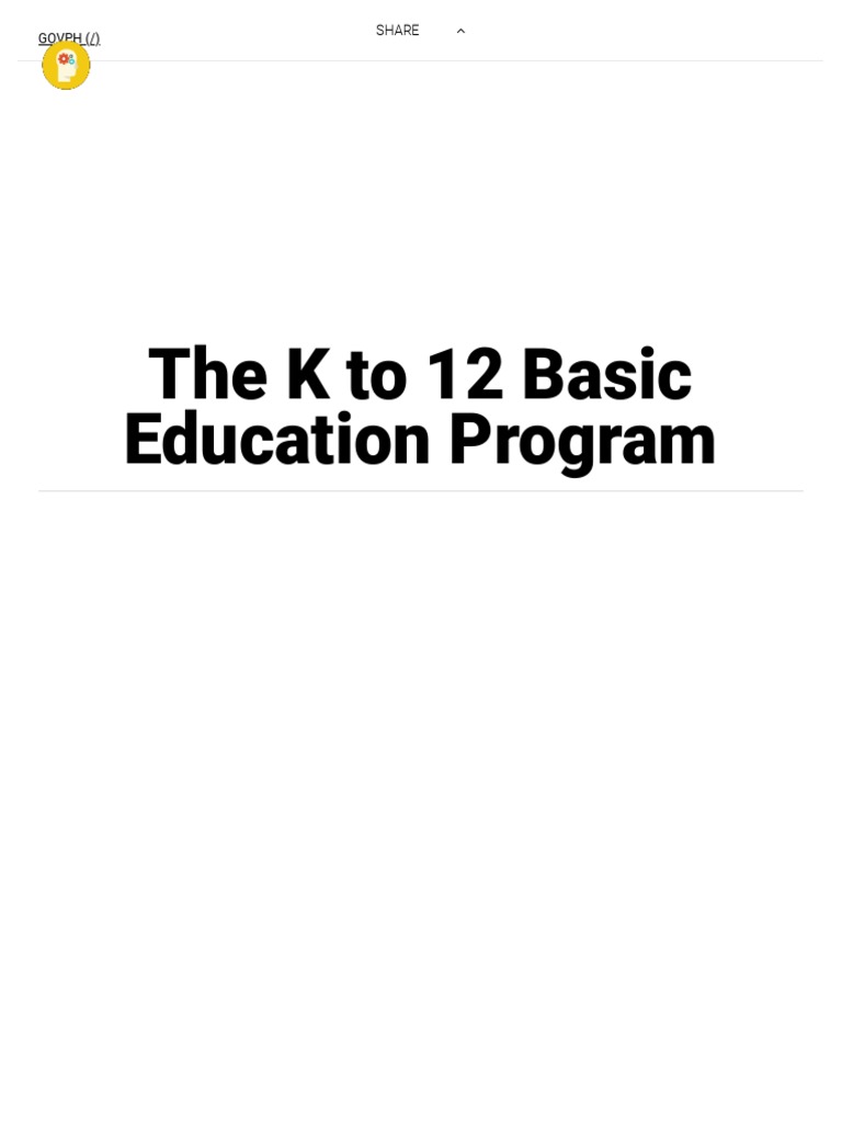 The K To 12 Basic Education Program - Official Gazette of The Republic of The Philippines | PDF ...