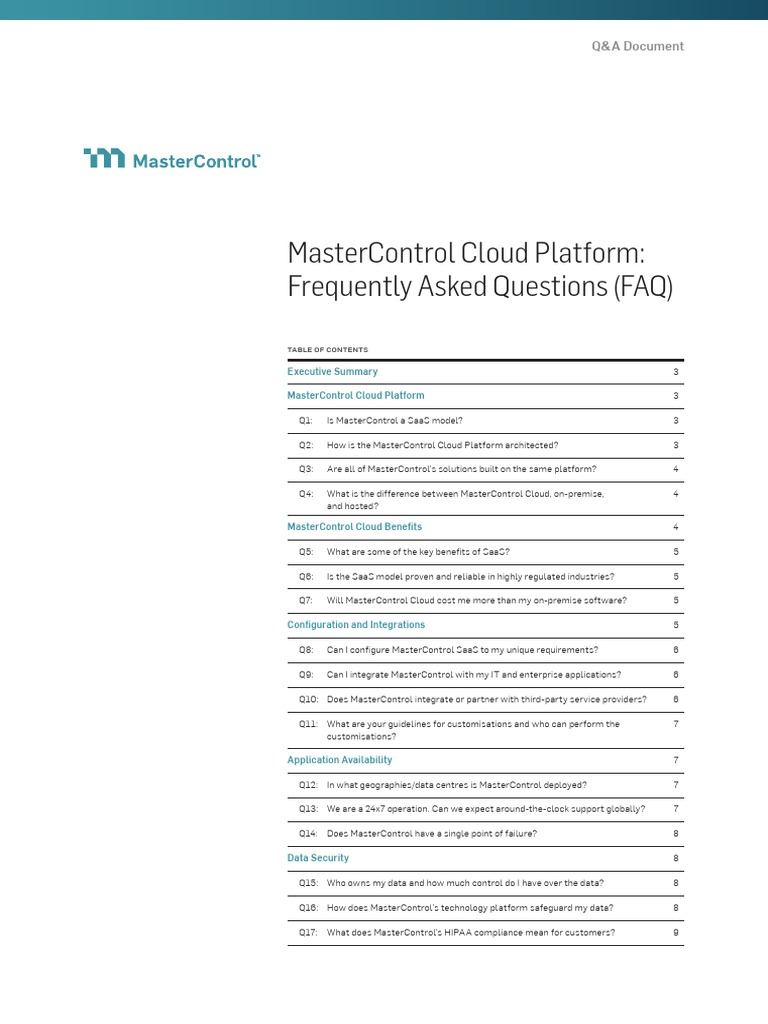 MasterControl - Cloud FAQ | PDF | Verification And Validation | Cloud Computing