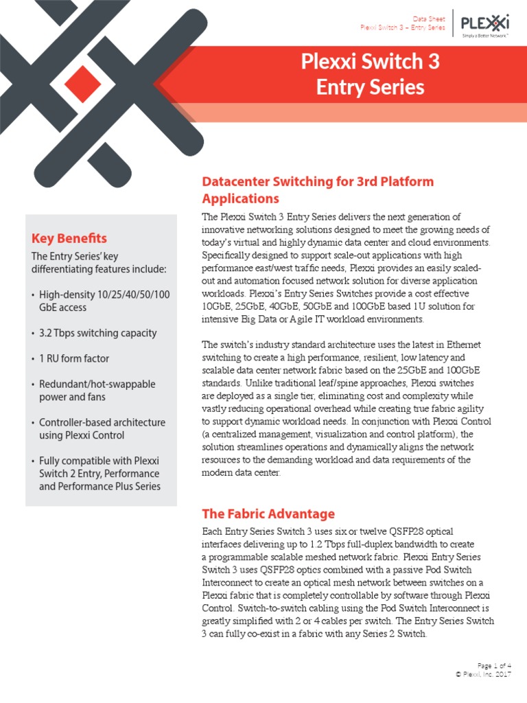 Datasheet-Plexxi Switch3 DS 2017 | PDF | Network Switch | Computer Network