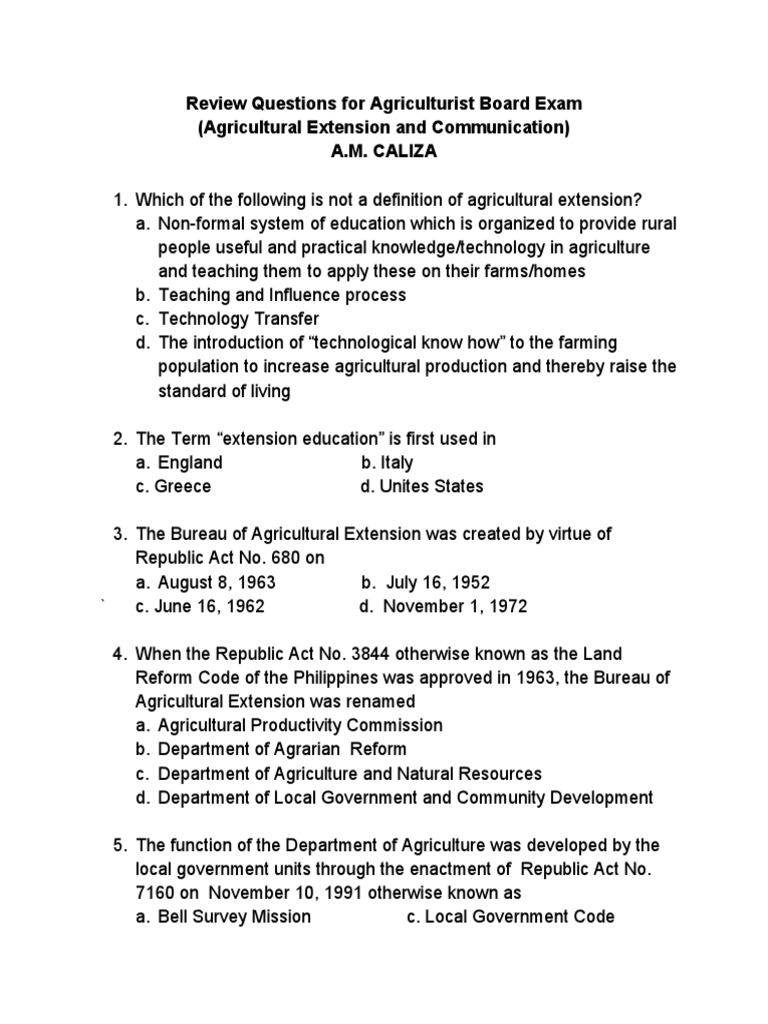 Review Questions For Agriculturist Board Exam | PDF | World Wide Web ...