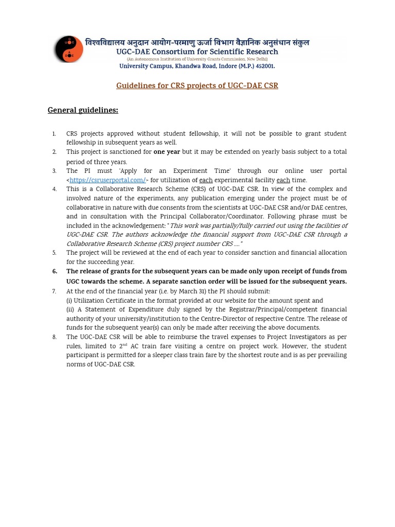 Guidelines For CRS Project | PDF