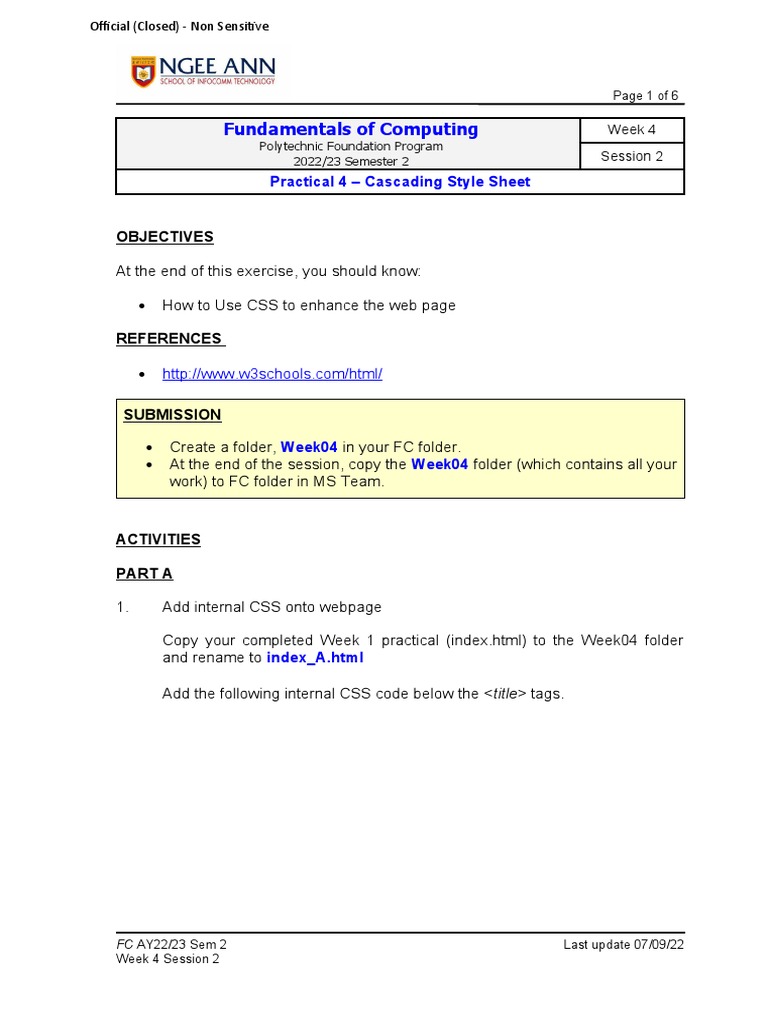Practical 4 - Cascading Style Sheets | PDF