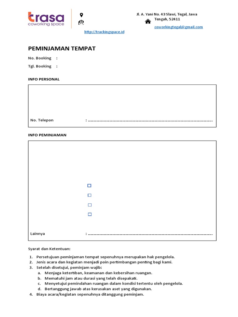 Form Reservasi Ruang 2022 | PDF