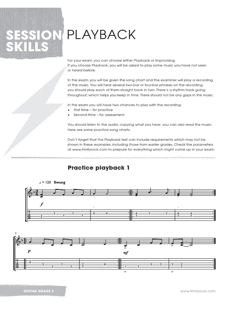 Guitar Grade 3 Playback & Improv Guide | PDF | Test (Assessment ...