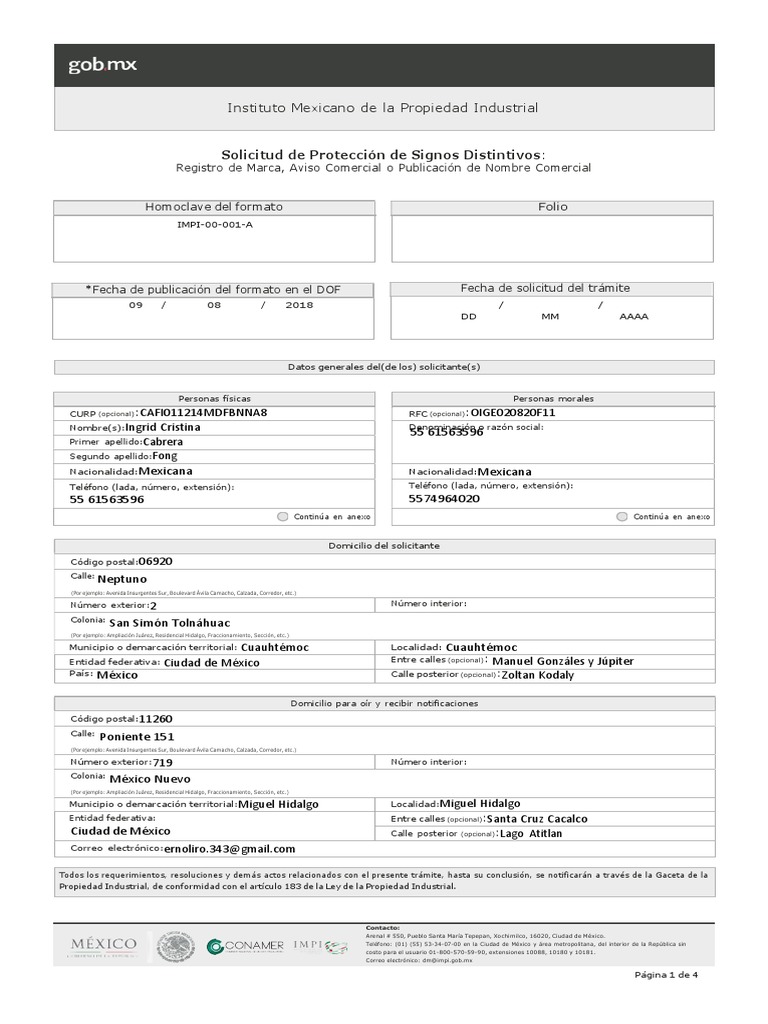 FOrmato de Registro IMPI | PDF | Marca comercial | México