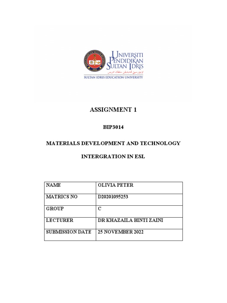 Assignmnet 1 - Bip3014 DR Khazaila | PDF | Teaching Method | Teachers