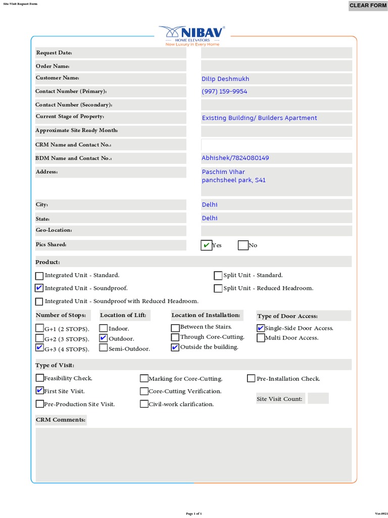 Site Visit Request Form | PDF | Building Engineering | Architectural Design