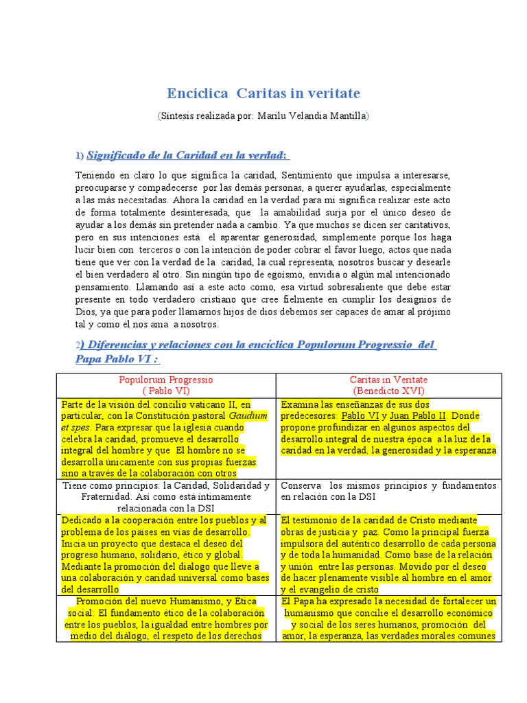 Análisis de La Encíclica Caritas in Veritate | PDF | Pobreza | Pobreza e indigencia