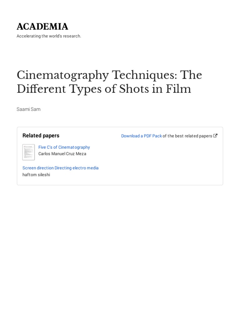 The DIFFERENT TYPES OF SHOT IN FILM | PDF | Cinematography ...