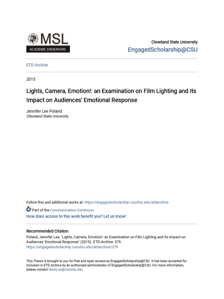 Film Lighting's Emotional Impact Analysis | PDF