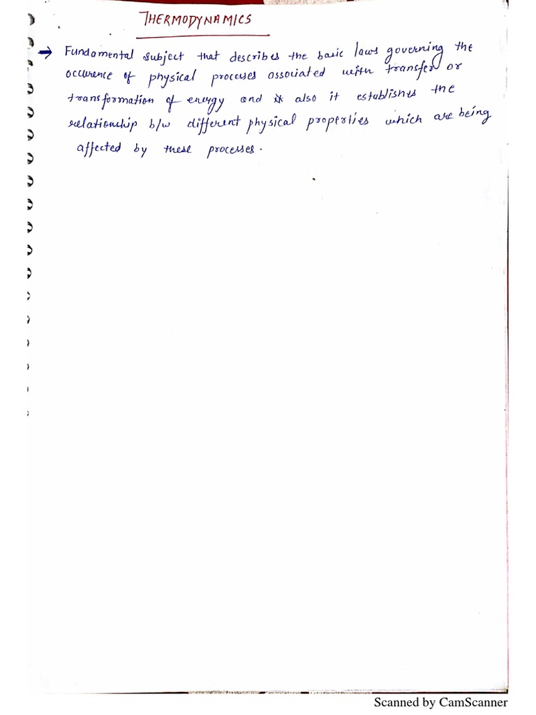 BTech 1st Year Thermodynamics Notes | PDF