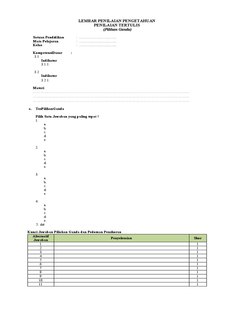 Rubrik Penilaian PG | PDF