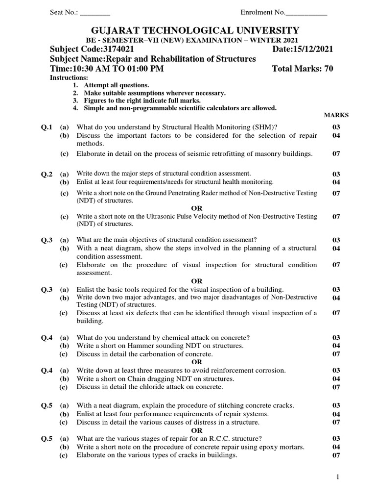 Structural Condition Assessment and Repair Methods: A Comprehensive Review | PDF ...