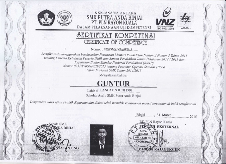 Sertifikat Pln Pdf