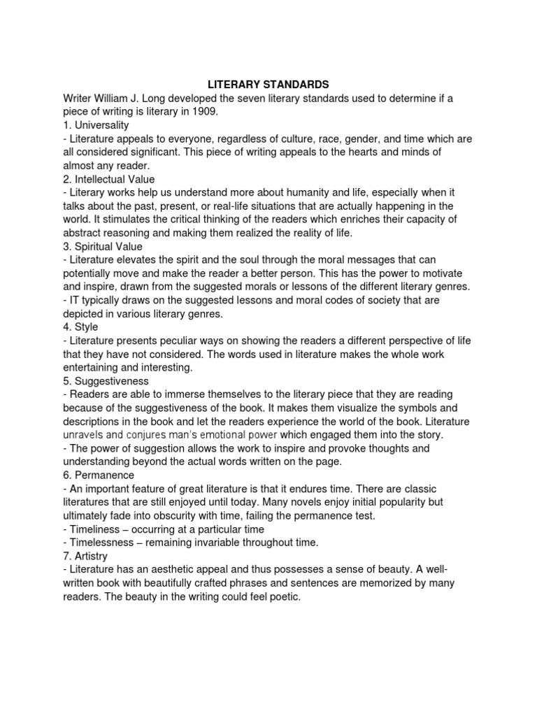 Literary Standards | PDF