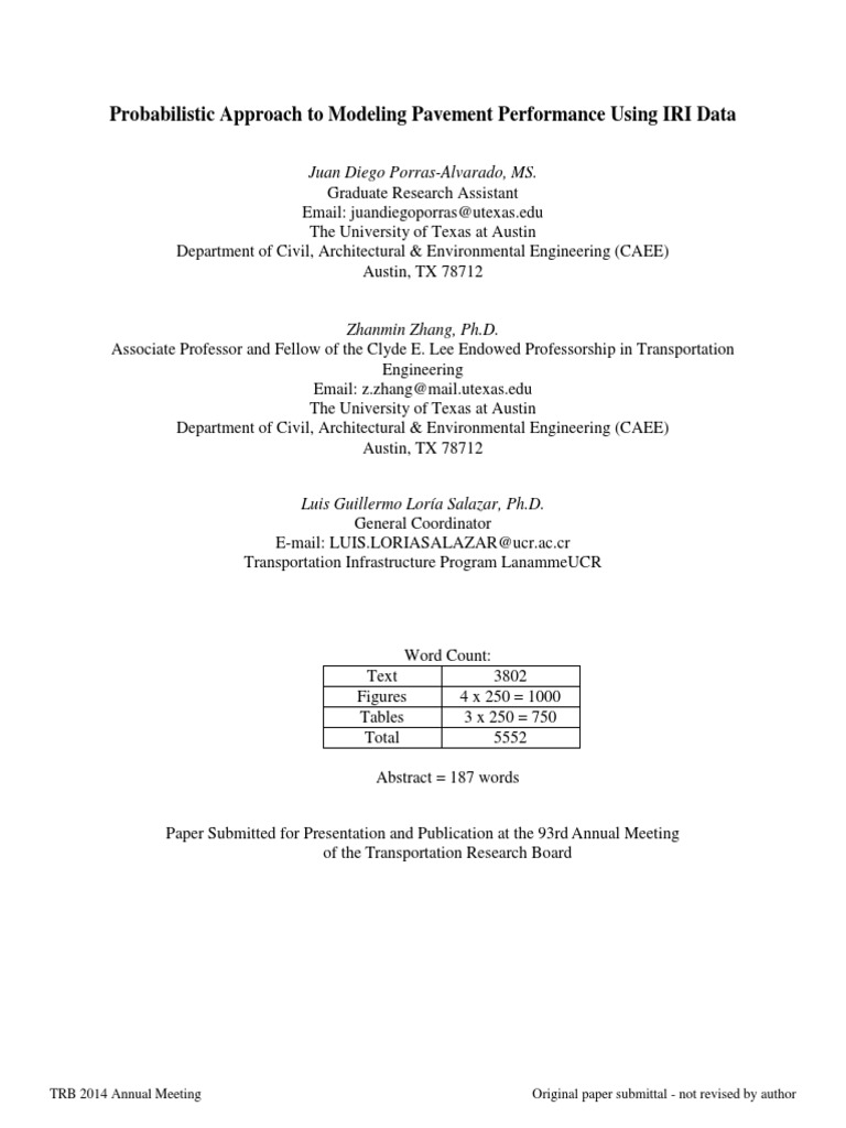 Probabilistic Approach Modeling Pavement Performance Using IRI Data ...