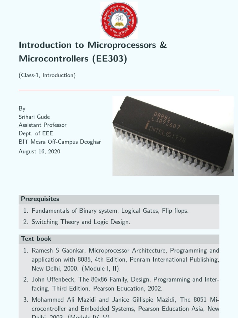 Class I Pdf Microcontroller Microprocessor 