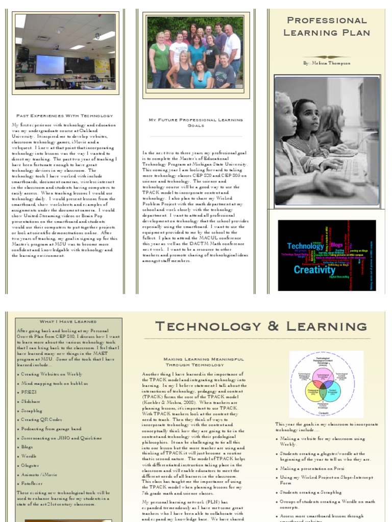 Professional Learning Plan | PDF | Educational Technology | Behavior Modification