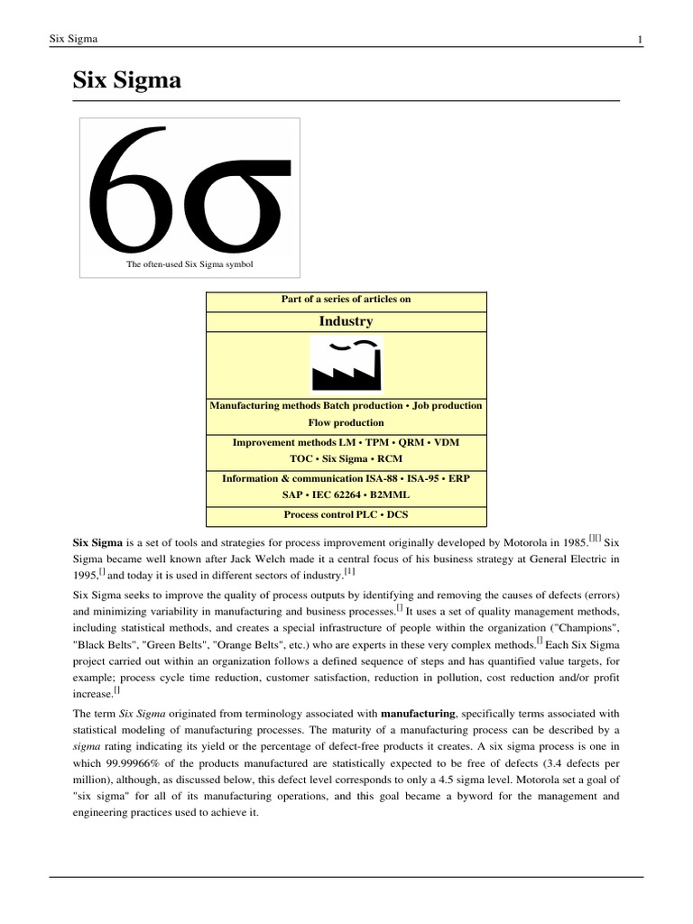 6 Sigma | PDF | Six Sigma | Design For Six Sigma