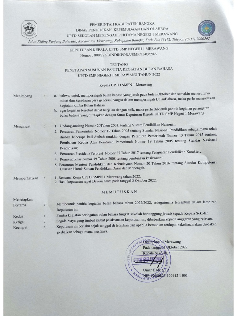 SK Lomba Bulan Bahasa 2022 | PDF