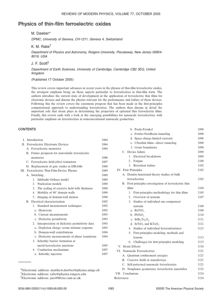 J.F.Scott - Physics of Thin-Film Ferroelectric Oxides | Download Free ...