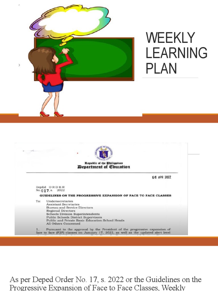 Weekly Learning Plan Inset 2022 2023 | PDF