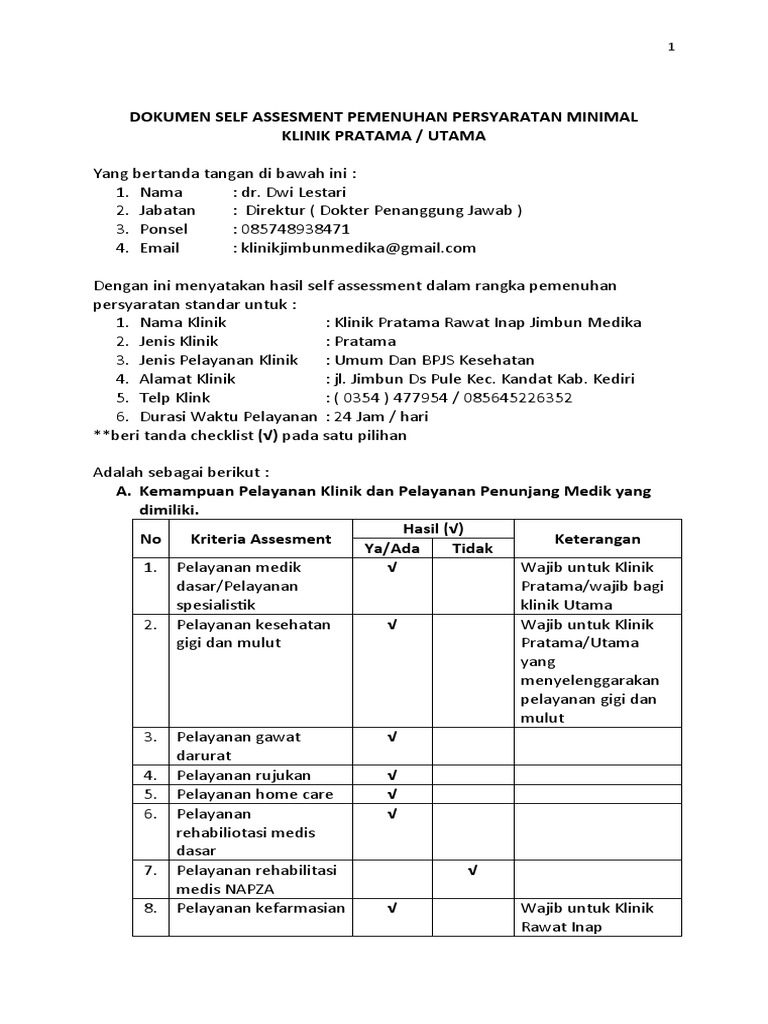 Assesment Standar Peralatan Klinik Pratama Dan Utama | PDF | Pengembangan Diri | Sains & Matematika