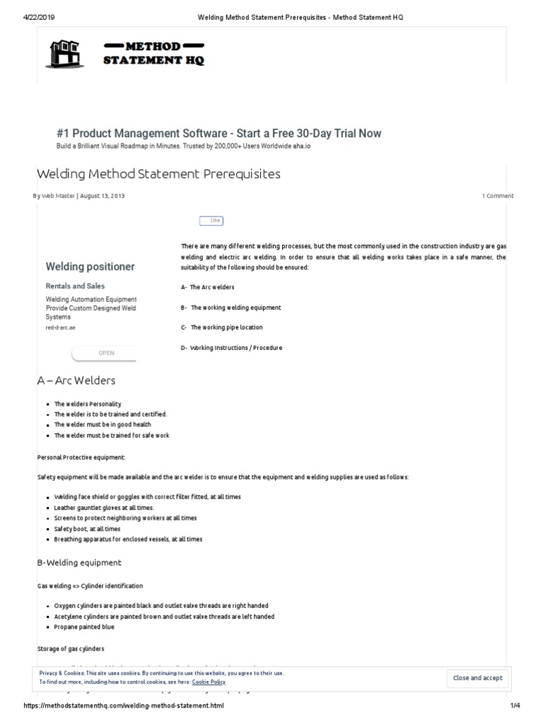 Welding Method Statement Prerequisites - Method Statement HQ | PDF ...