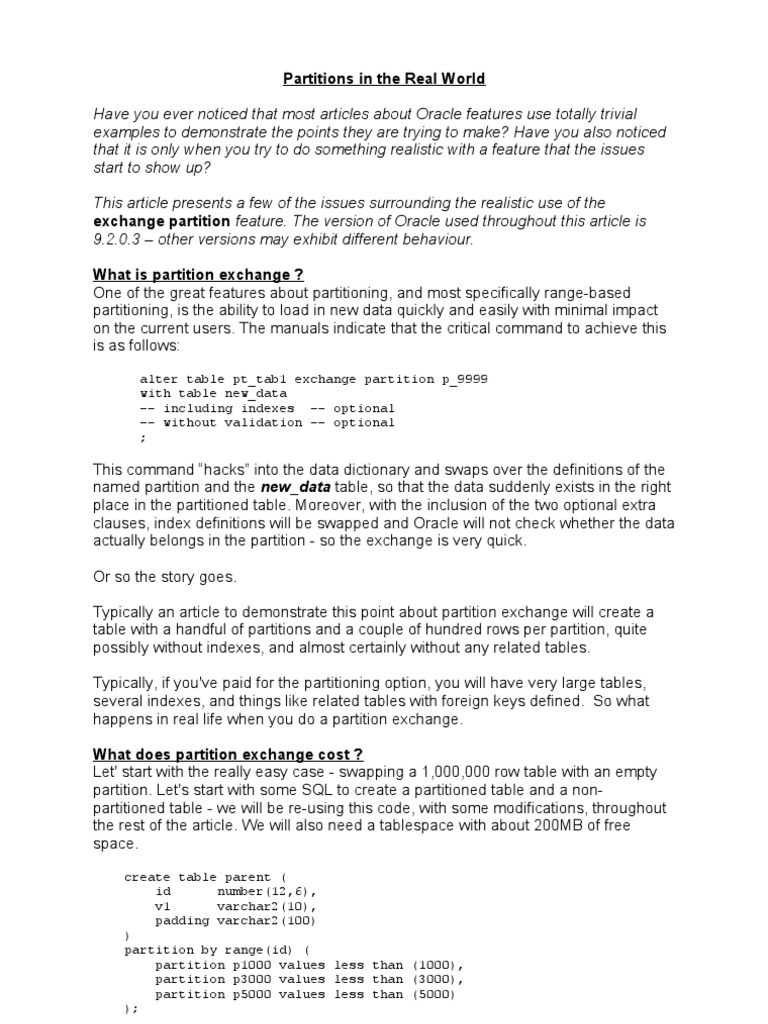 17 Partition Problems | PDF | Database Index | Table (Database)