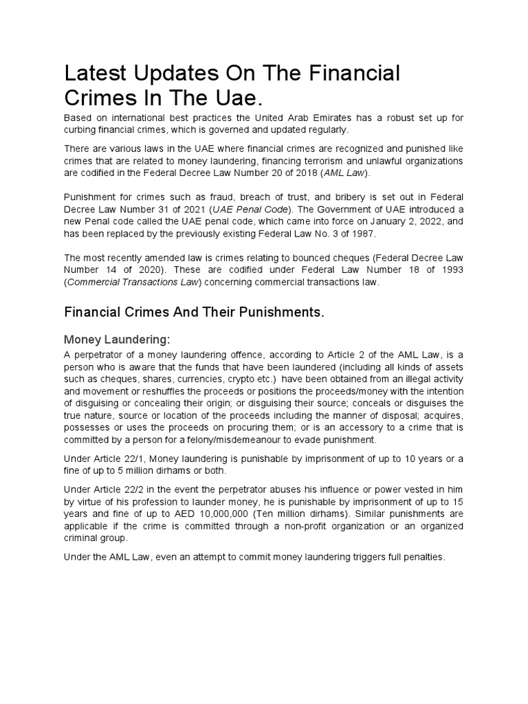 Latest Updates On The Financial Crimes in The UAE | PDF | Money ...