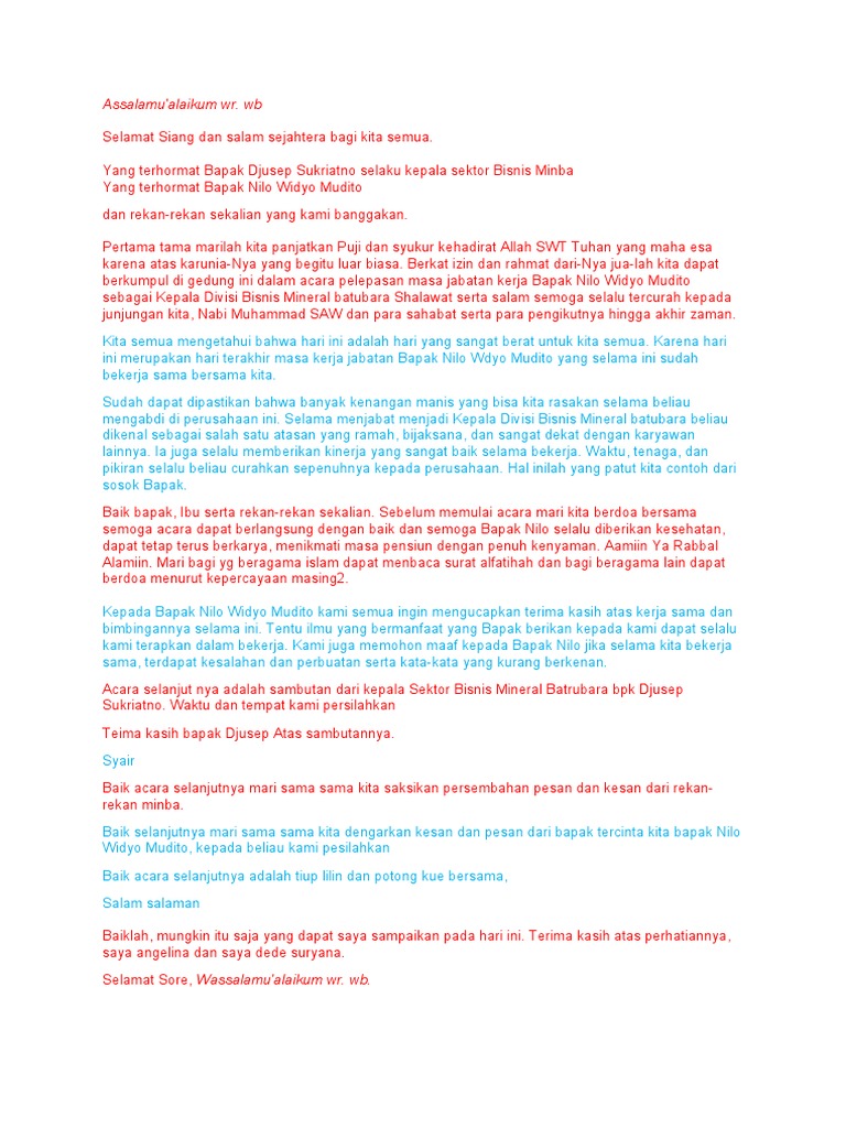 Roundown Acara Pak Nilo | PDF