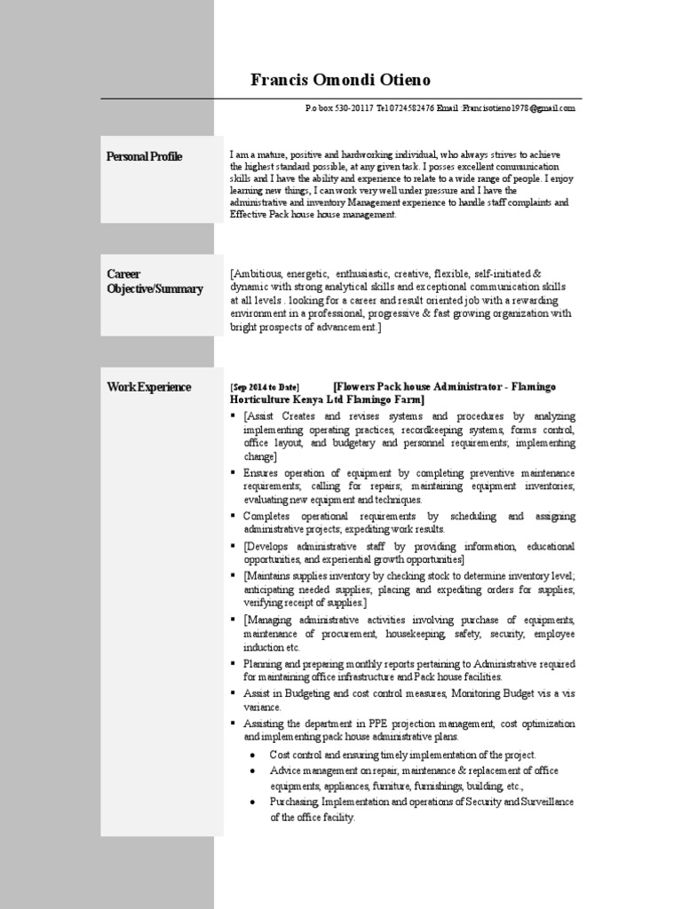 Curriculum Vitae 2022-Warehouse Supervisor | PDF
