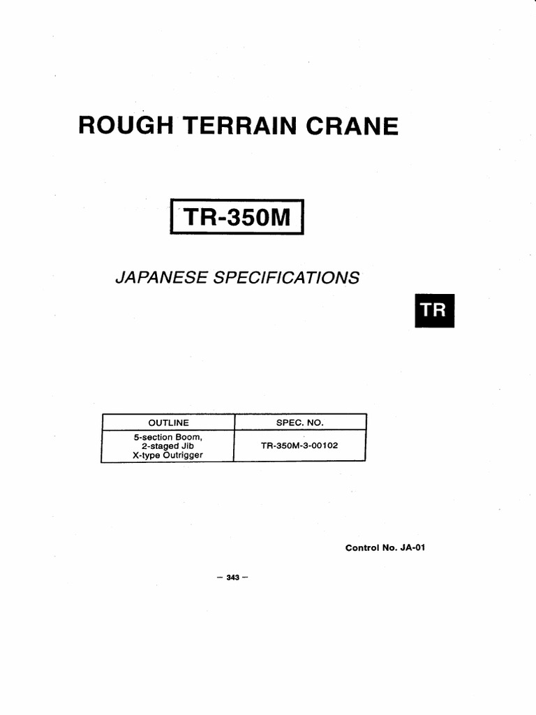 35T RT Tadano TR350M-3 | PDF | Equipment | Vehicle Technology