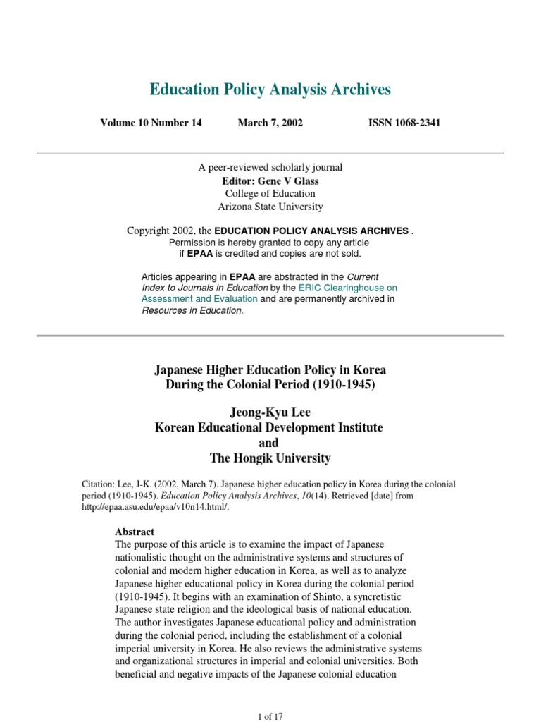 Japanese Higher Education Policy in Korea 1910-194 | PDF | Shinto ...