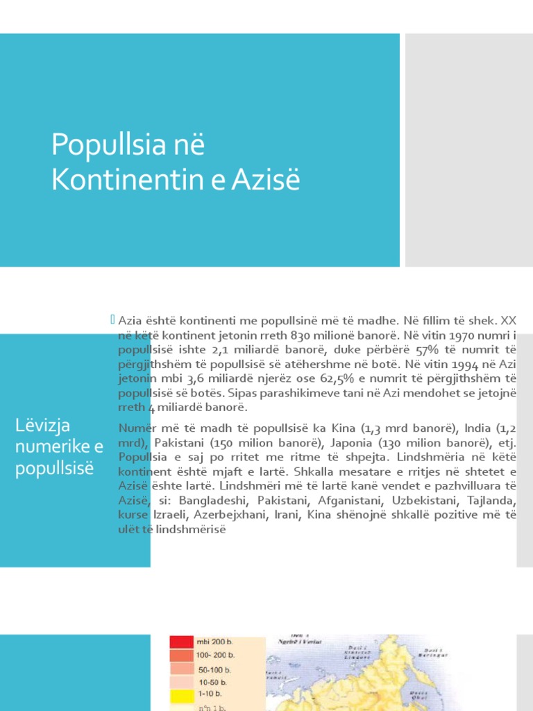 Popullsia Në Kontinentin e Azisë | PDF
