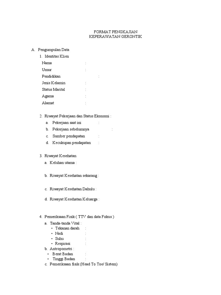Form Pengkajian Gerontik | PDF