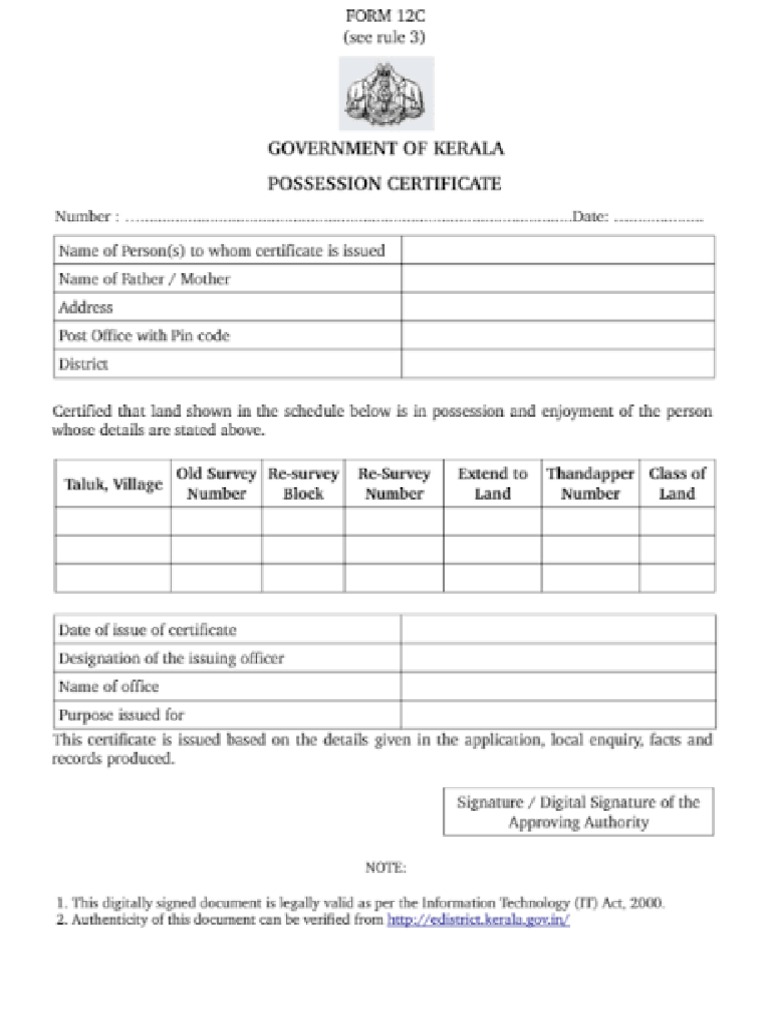 Possession Certificate | PDF
