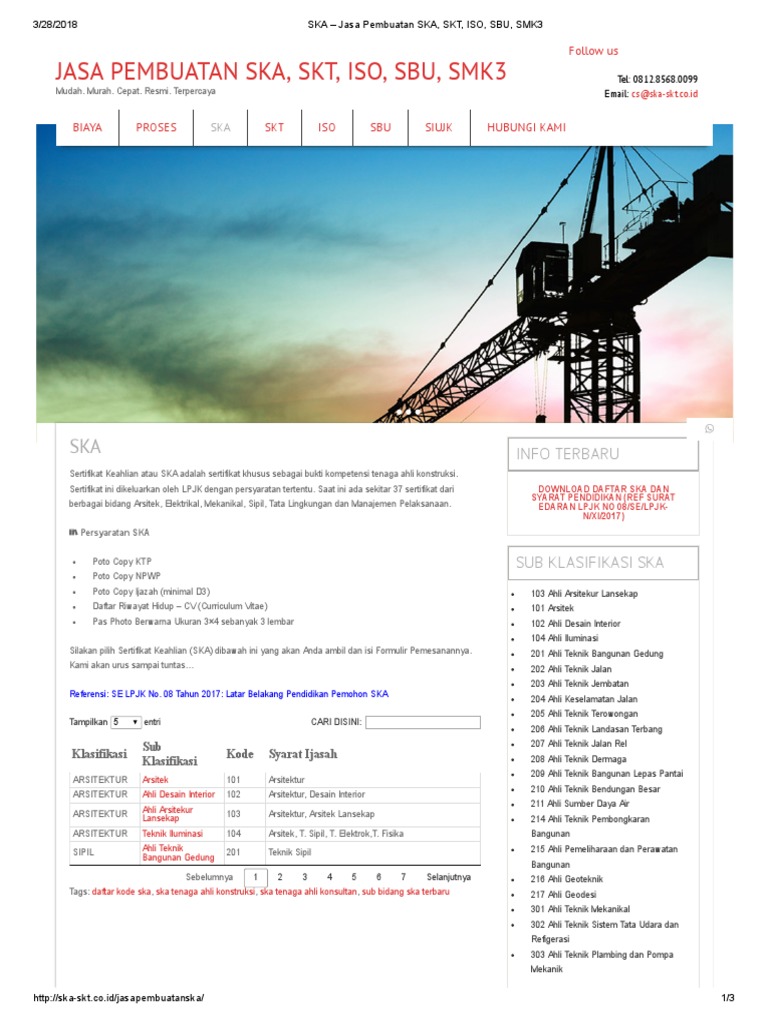 SKA - Jasa Pembuatan SKA, SKT, ISO, SBU, SMK3 | PDF