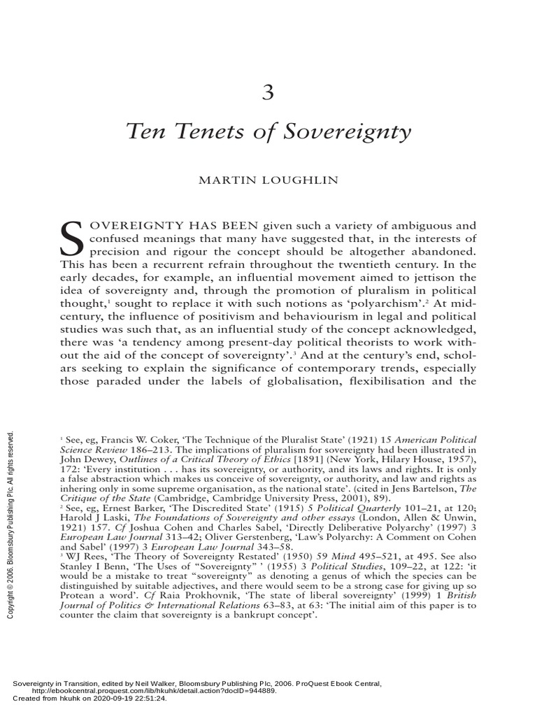 Loughlin Ten Tenets of Sovereignty | PDF | Sovereignty | State (Polity)