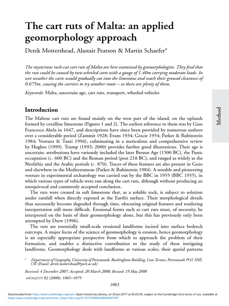 The Cart Ruts of Malta: An Applied Geomorphology Approach: Derek ...