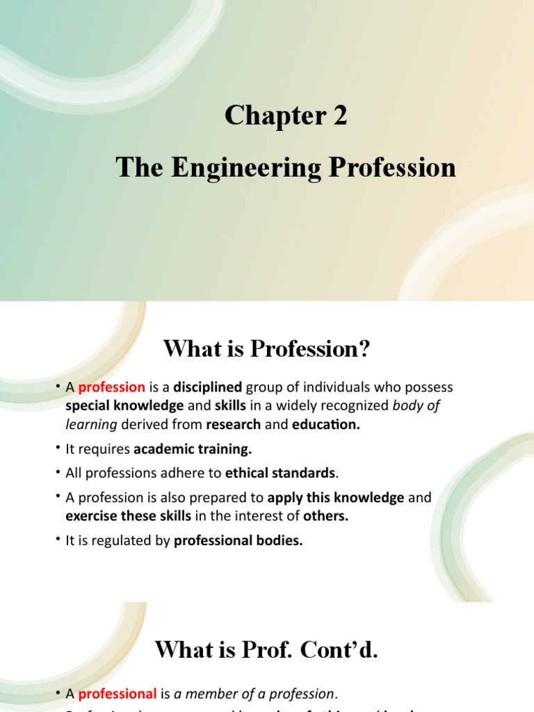 Chapter 2 - The Engineering Profession | PDF | Profession | Competence (Human Resources)
