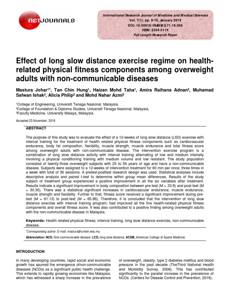 Effect of Long Slow Distance Exercise Re | PDF | Self-Improvement ...