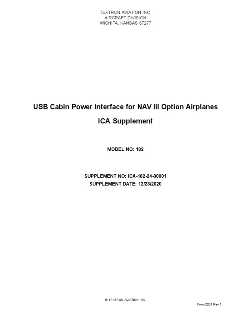 ICA Supp - USB Cabin Power Interface | PDF | Electrical Connector | Usb