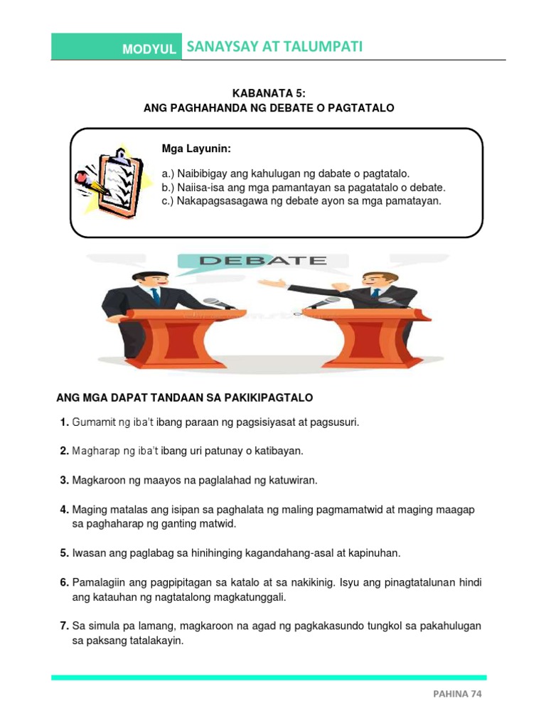 Kabanata 5 - Ang Paghahanda NG Debate o Pagtatalo | PDF