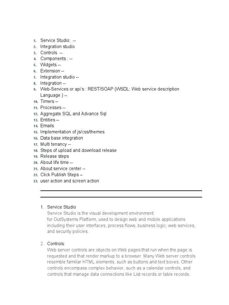 Out System Interview Points | PDF | Web Service | World Wide Web